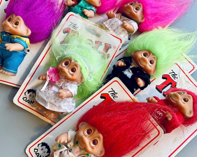 Dam Trolls on Card, Vintage Trolls in Packaging, 3 Dam Trolls 80s ...