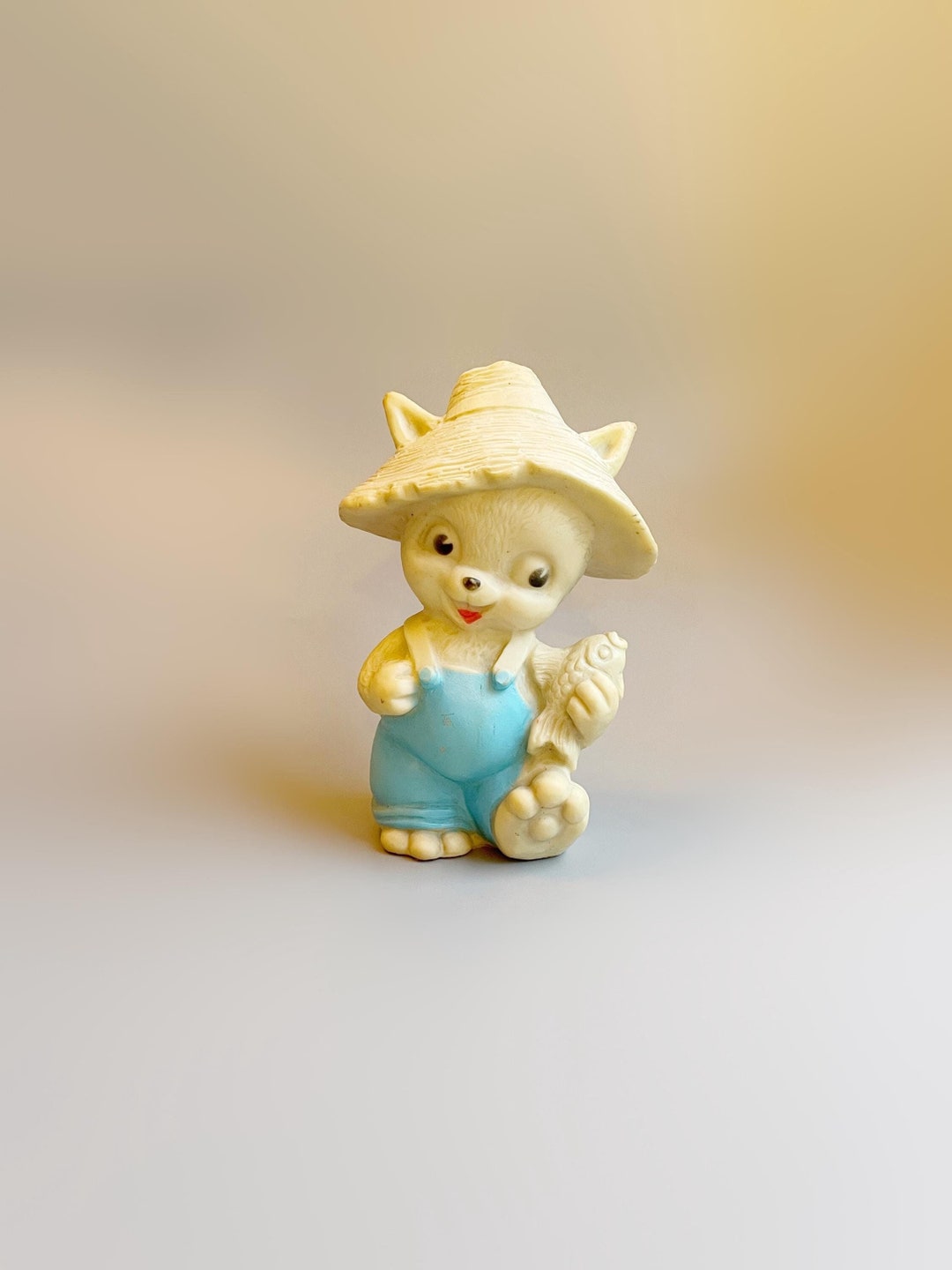 Vintage Squeak Rabbit Fisherman Doll, Kitsch Rubber Bunny Doll, Rosebud ...