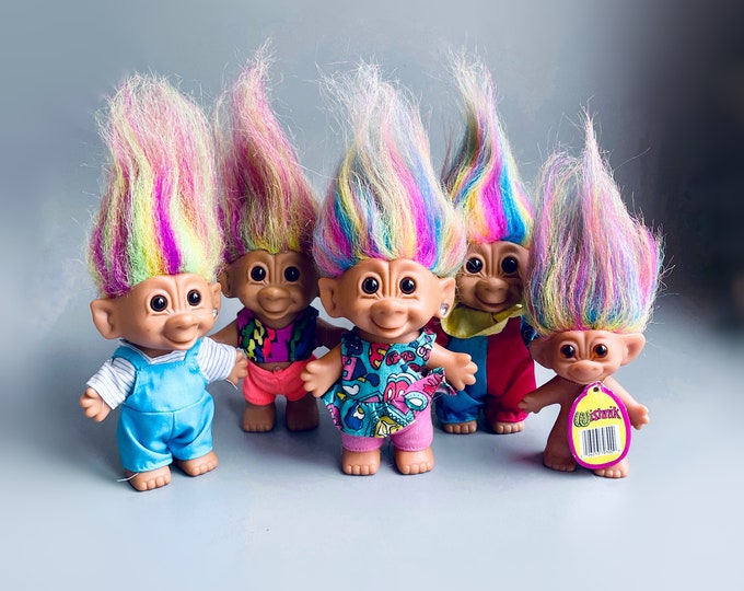 Rainbow Haired Troll, CHOOSE YOUR OWN, Vintage 90's Colourful Troll ...