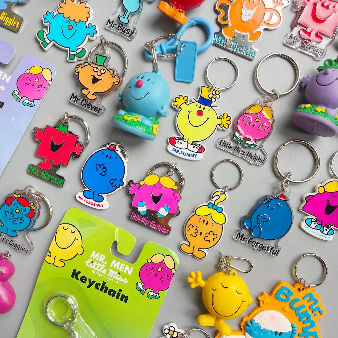 Mr Men Keychains, CHOOSE YOUR OWN, 90s Retro Mr Men Keyrings, Mr Men ...