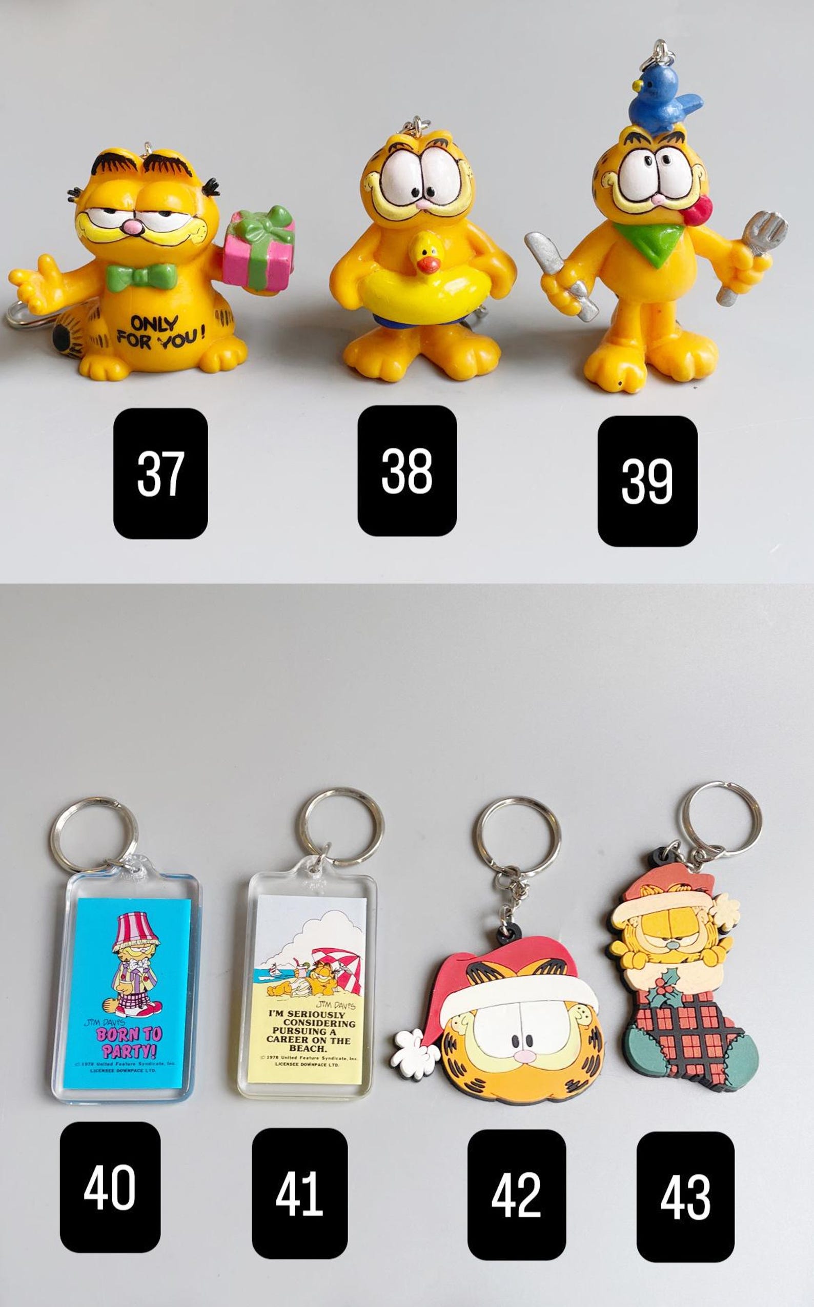 Vintage Garfield Keychains, CHOOSE YOUR OWN, Retro Garfield Key Rings ...