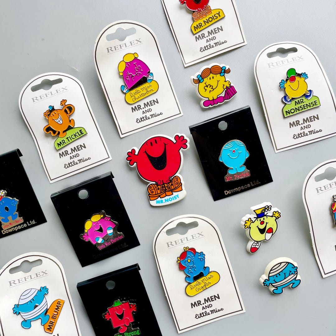 Mr Men Pin Badges, CHOOSE YOUR OWN, 90s Retro Mr Men Enamel Pin Badges ...