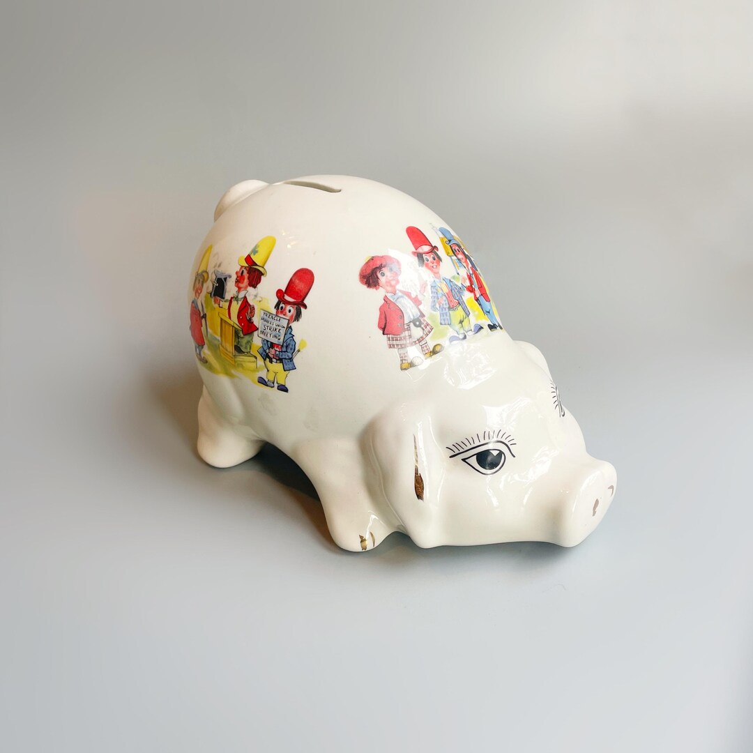 Ken Dodd Diddymen Piggy Bank, Vintage Ceramic White Pig Piggy Bank ...