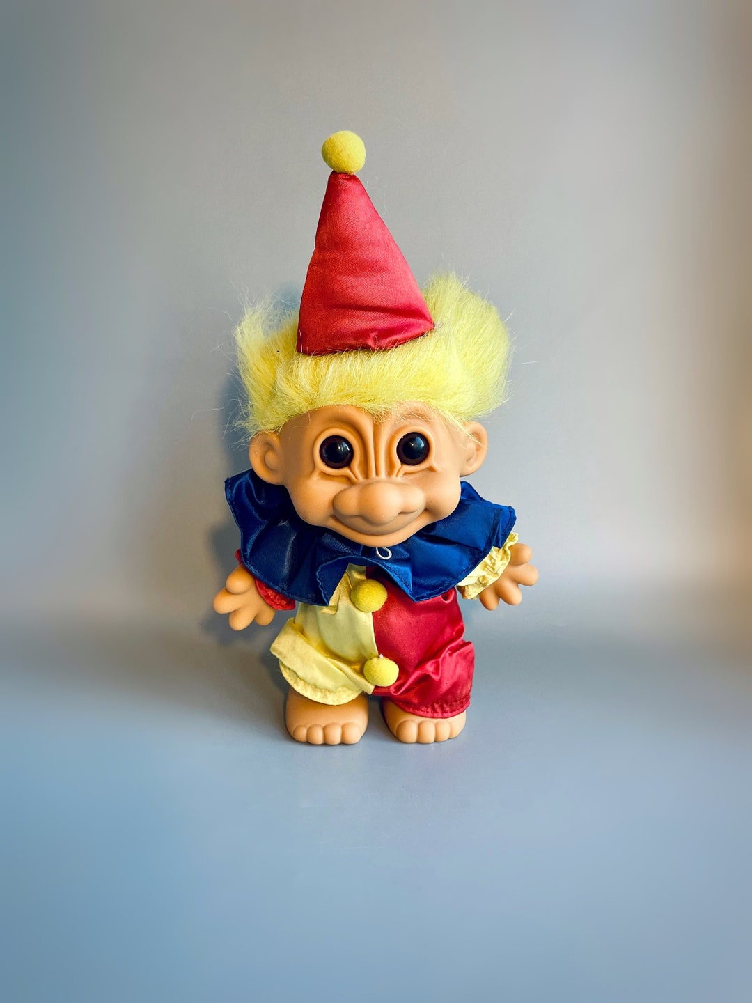 LARGE Russ Clown Troll Doll 90s Yellow Haired Jester Troll - Etsy