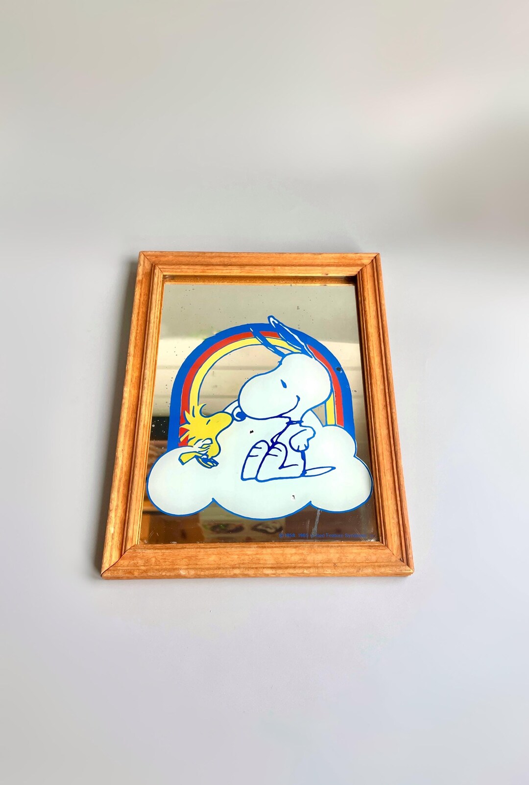 Vintage Snoopy & Woodstock Mirror, Snoopy Woodstock Kissing Rainbow ...
