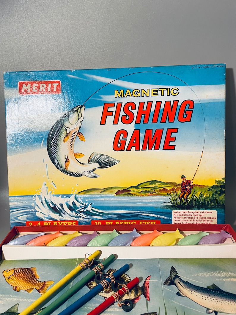 Merit 1960s Magnetic Fishing Game Vintage Board Games 60s - Etsy