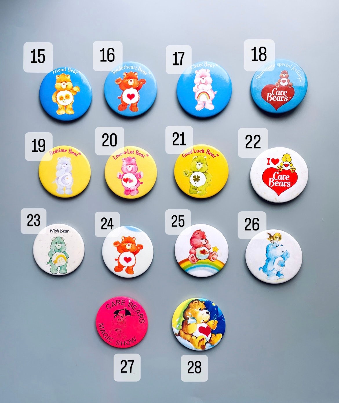 Vintage Care Bear Button Badges CHOOSE YOUR OWN True - Etsy Ireland
