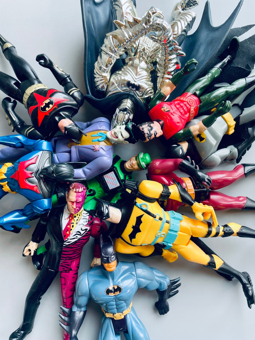 90’s Batman Action Figures, Kenner Batman Joker, Riddler, Deluxe Silver ...