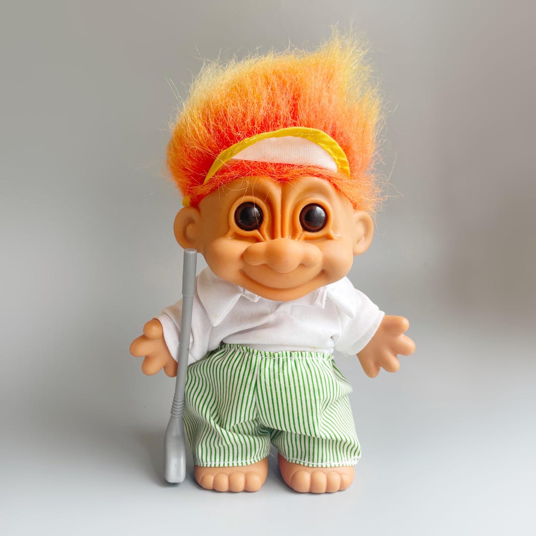 LARGE Russ Troll Doll Golfing, 90’s Orange Haired Troll Golf Player ...