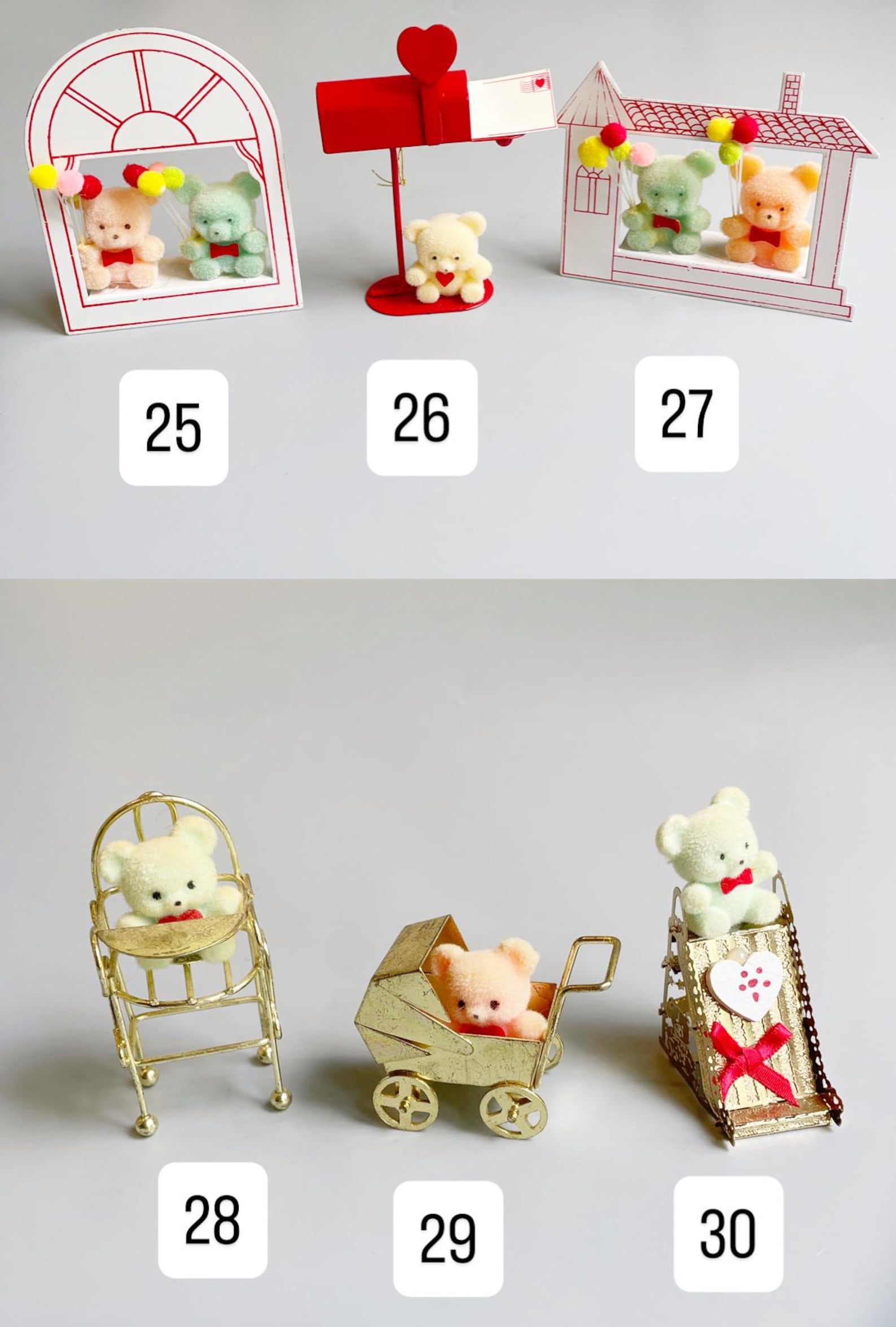 Vintage 80's Flocked Miniature Bears, Tiny Furry Bear Figures, Mini ...