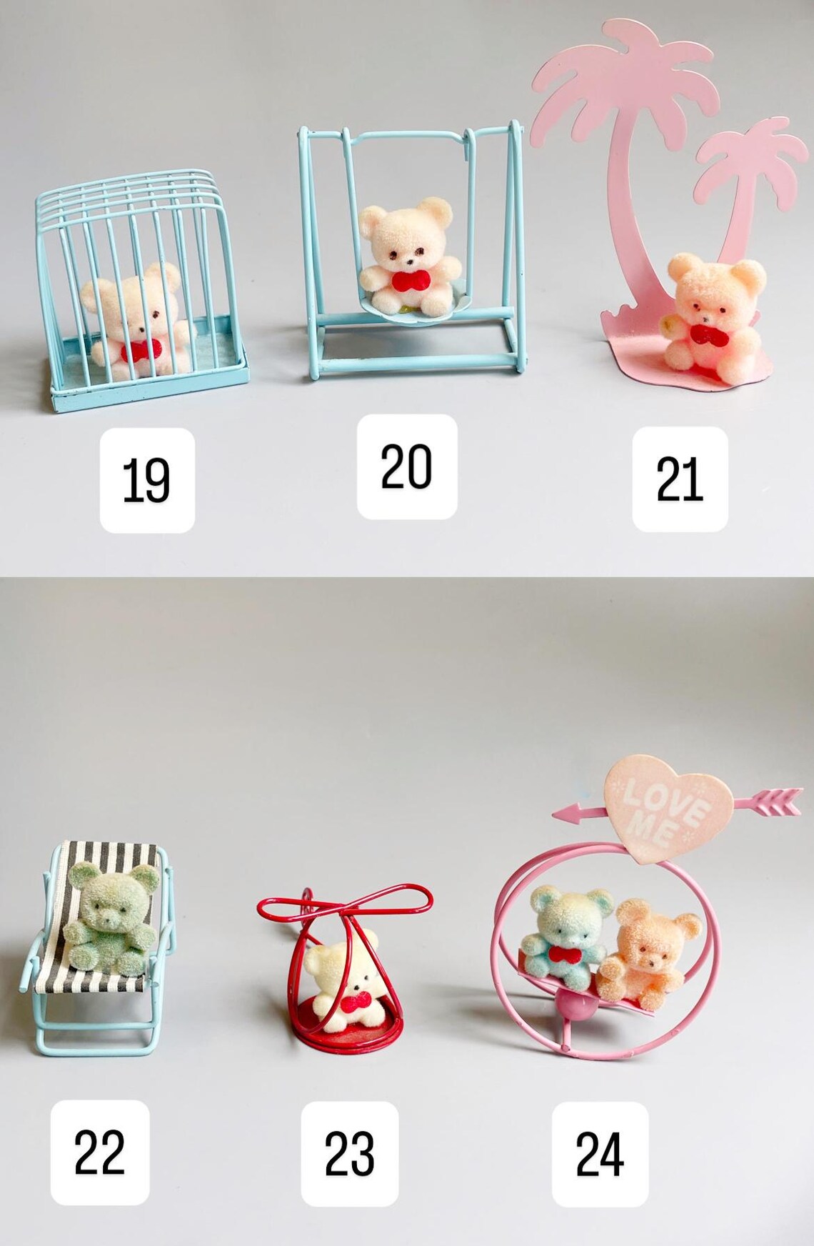 Vintage 80's Flocked Miniature Bears, Tiny Furry Bear Figures, Mini ...