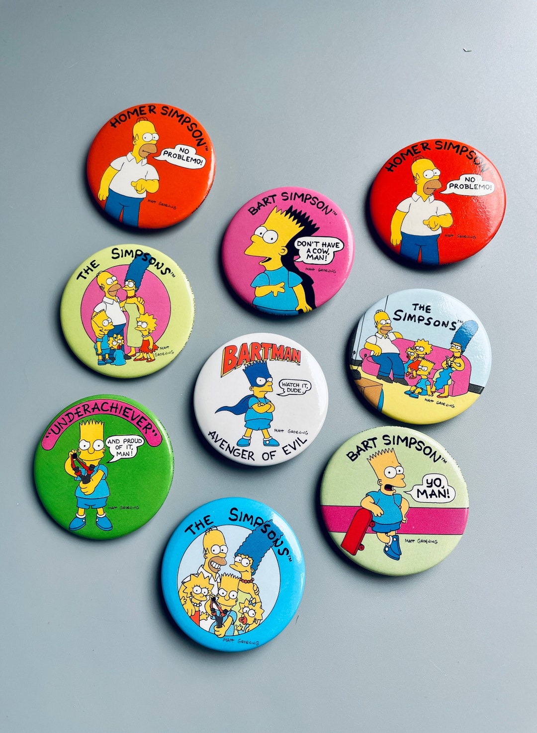 The Simpsons Vintage Button Badges, CHOOSE YOUR OWN, 90's the Simpsons ...