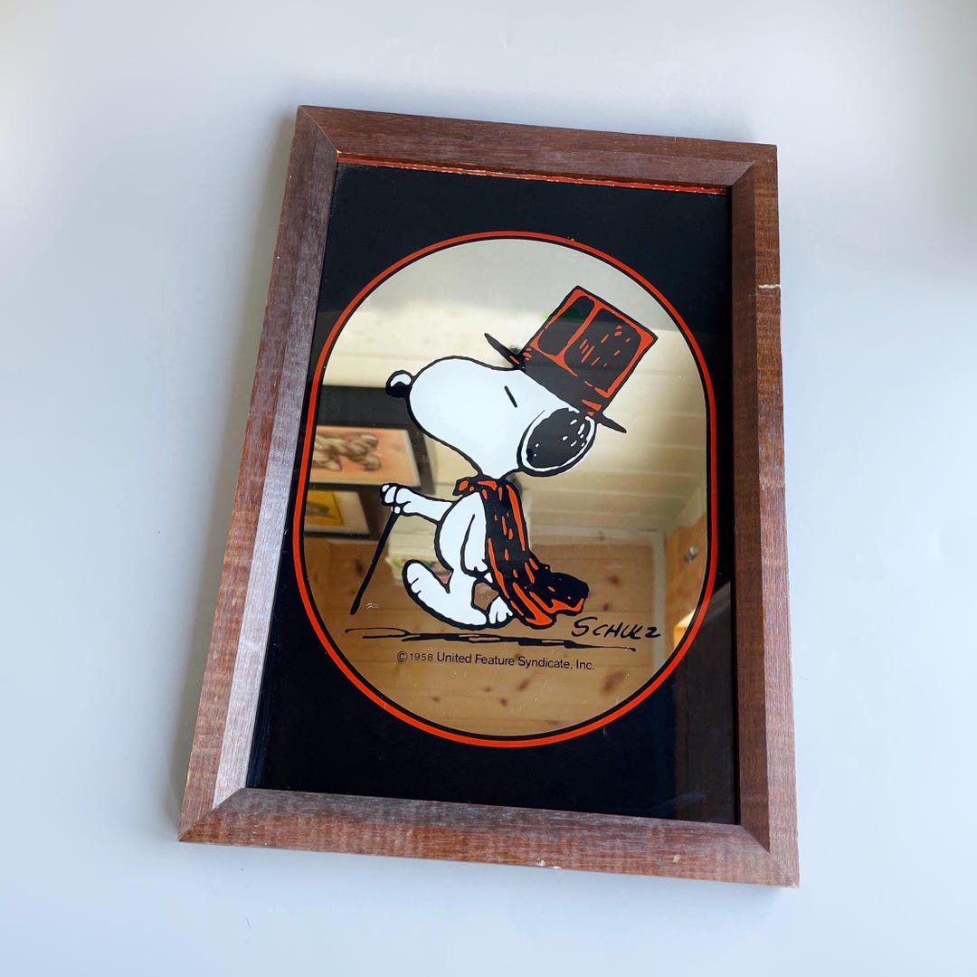 Vintage Snoopy Mirror, Snoopy Picture Mirror, Vintage Snoopy Dog Top ...