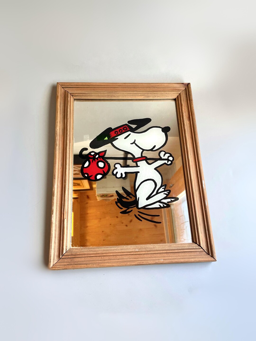 Vintage Snoopy Mirror, Snoopy Picture Mirror, Vintage Snoopy Dog Hat ...