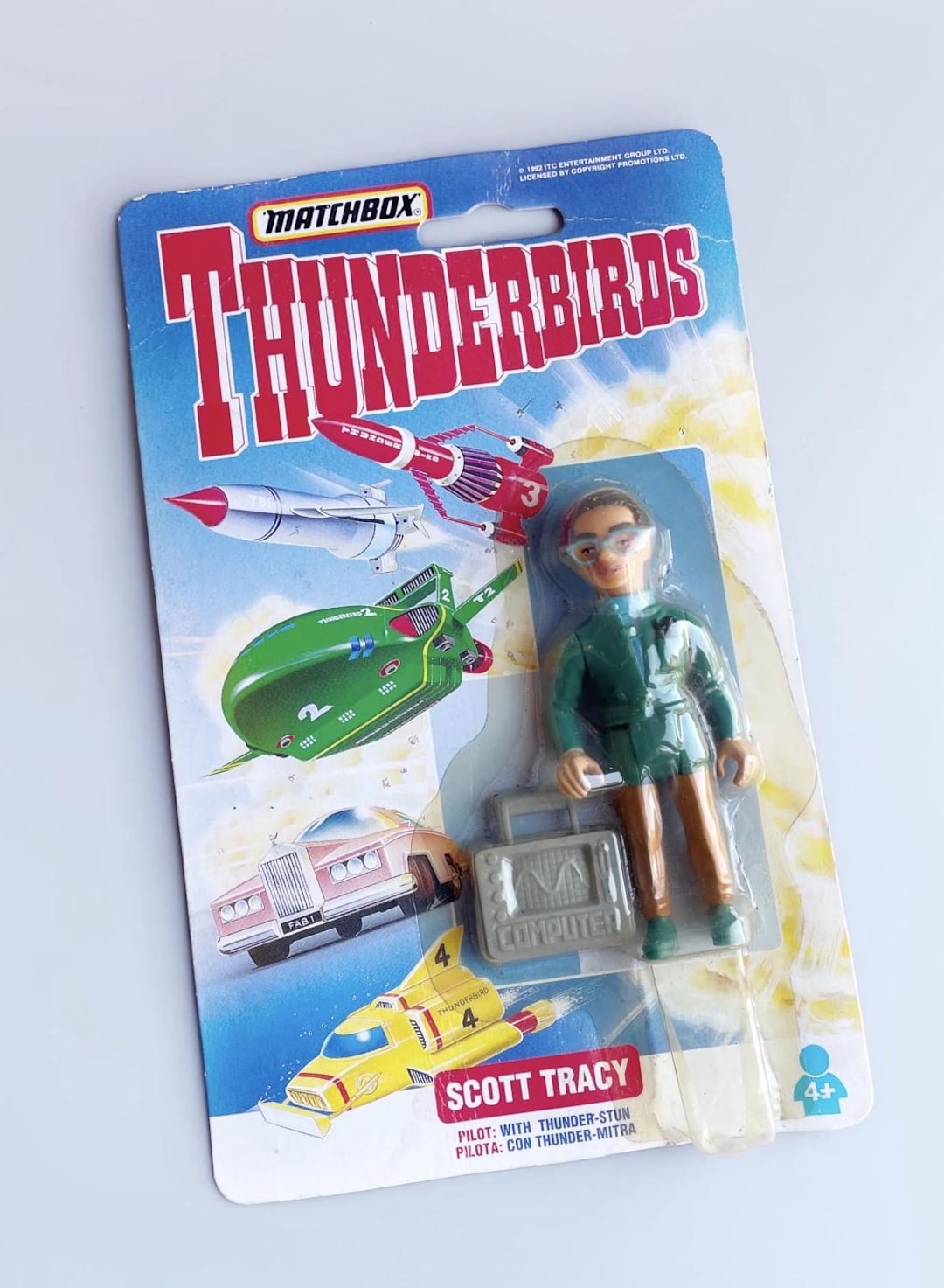 Thunderbirds Matchbox Brains FACTORY ERROR, Brains Scott Tracy Carded Figure, 90's Thunderbird ...