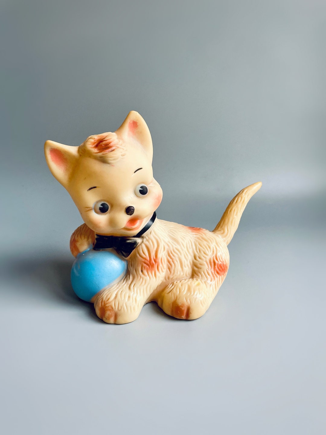 Kitsch Cat Squeak Toy, Vintage Cute Vinyl Rubber Kitten Cat ...