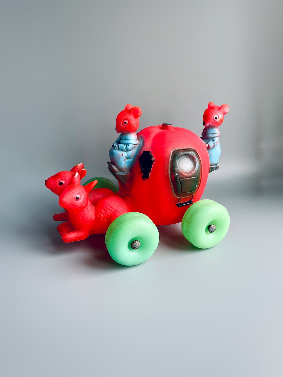 RARE Edward Mobley Pull Along Mouse Carriage, 60’s Kitsch Rubber Toy ...
