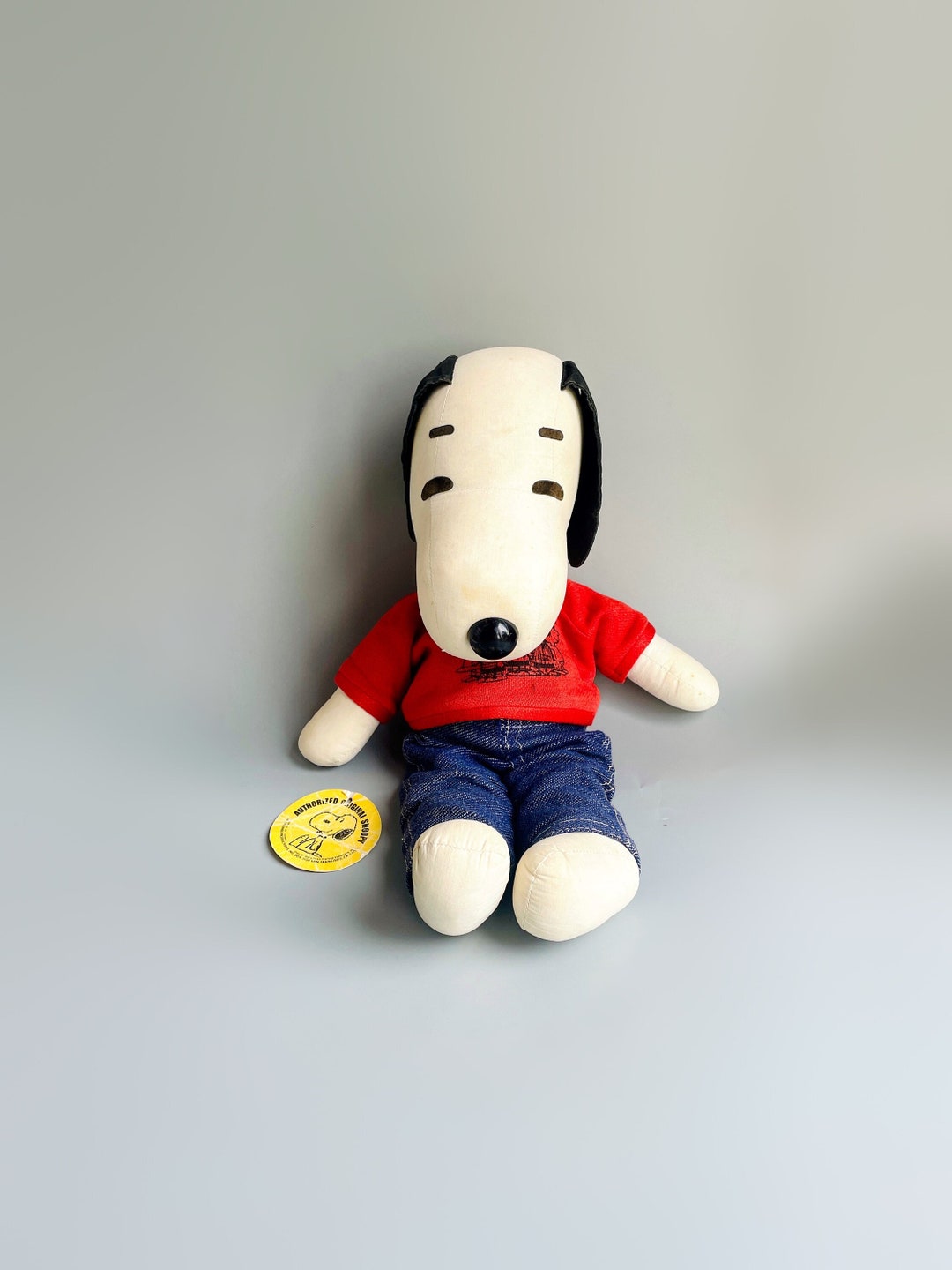 LARGE Snoopy Peanuts Toy Doll 15, 1950's 60's Vintage Snoopy Jeans Red ...