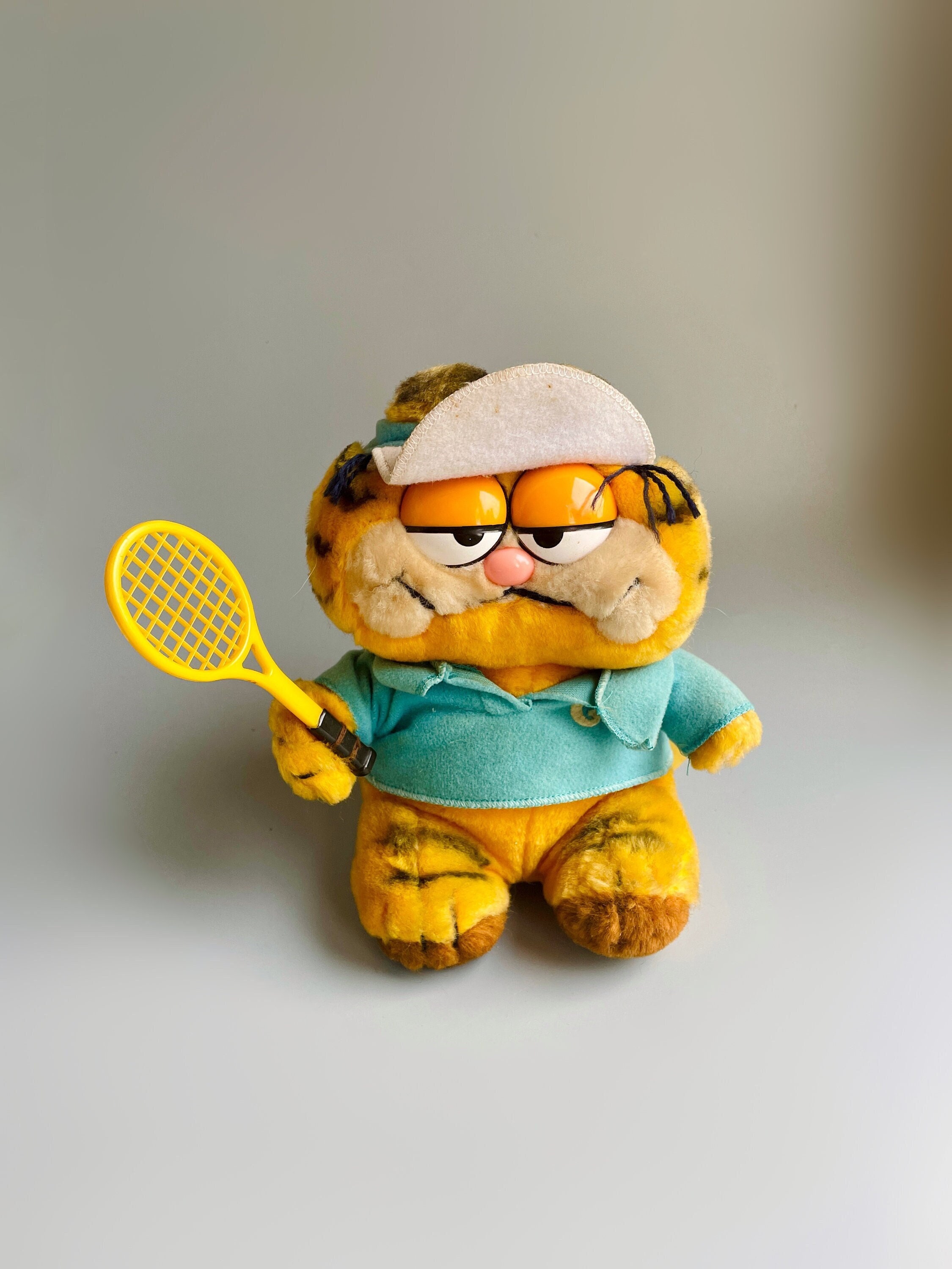 Garfield Tennis Plush, Vintage Dakin 80's Garfield Plush, Garfield With ...