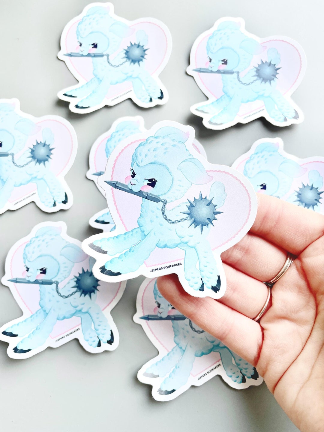 Cute Angry Lamb Sticker, Lambkin Sticker, Lamb Flail Weapon, Kitschy ...