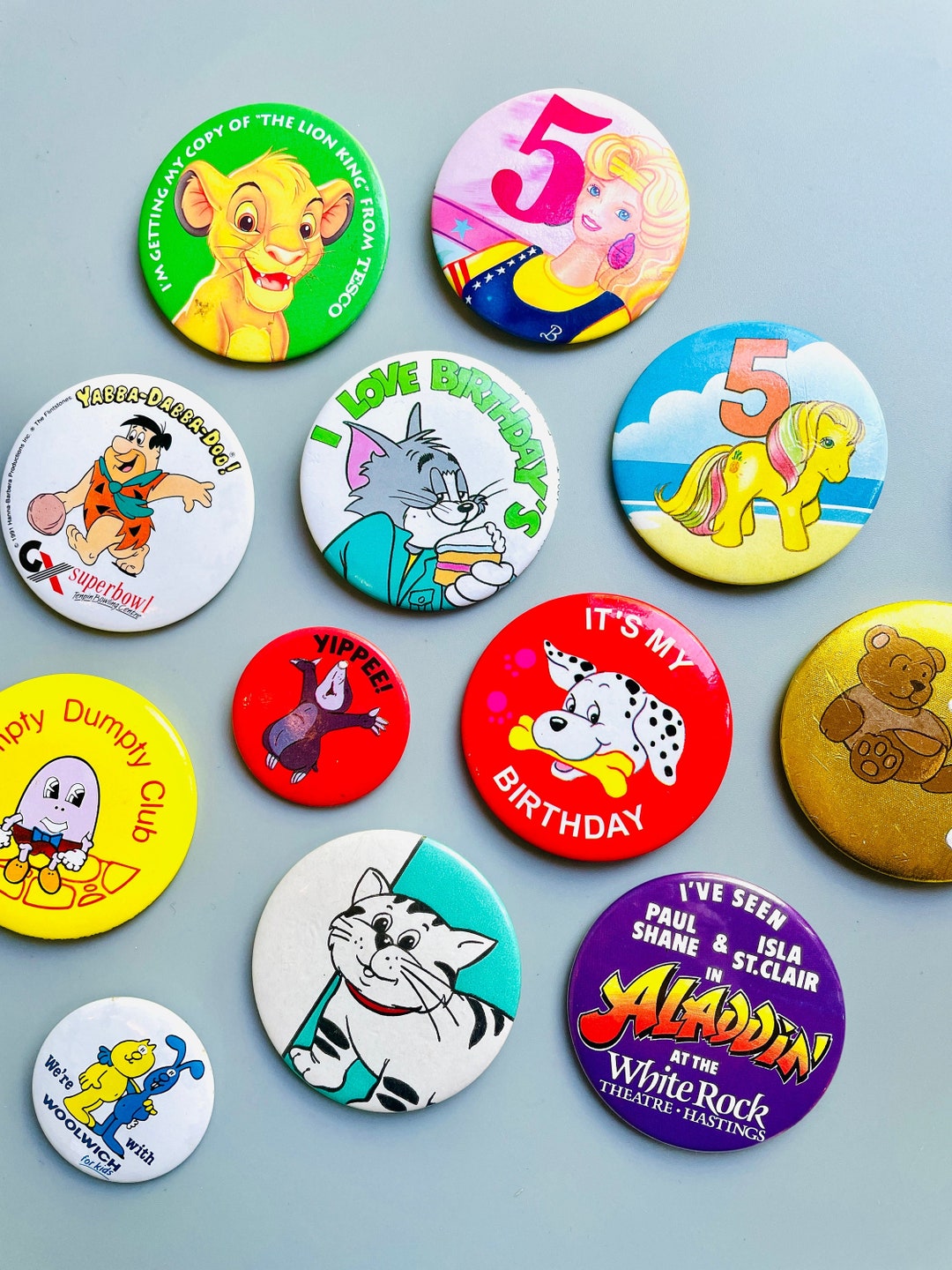 Vintage Button Badges, 80's 90's Vintage Kid's Birthday Badges, My ...