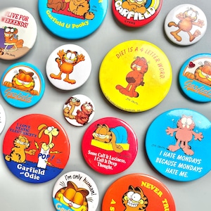Vintage Garfield Badges, CHOOSE YOUR OWN, Retro Garfield Button Badges ...