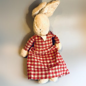 Vintage Albino Rabbit Teddy, Straw Stuffed Vintage Plush Rabbit Teddy ...