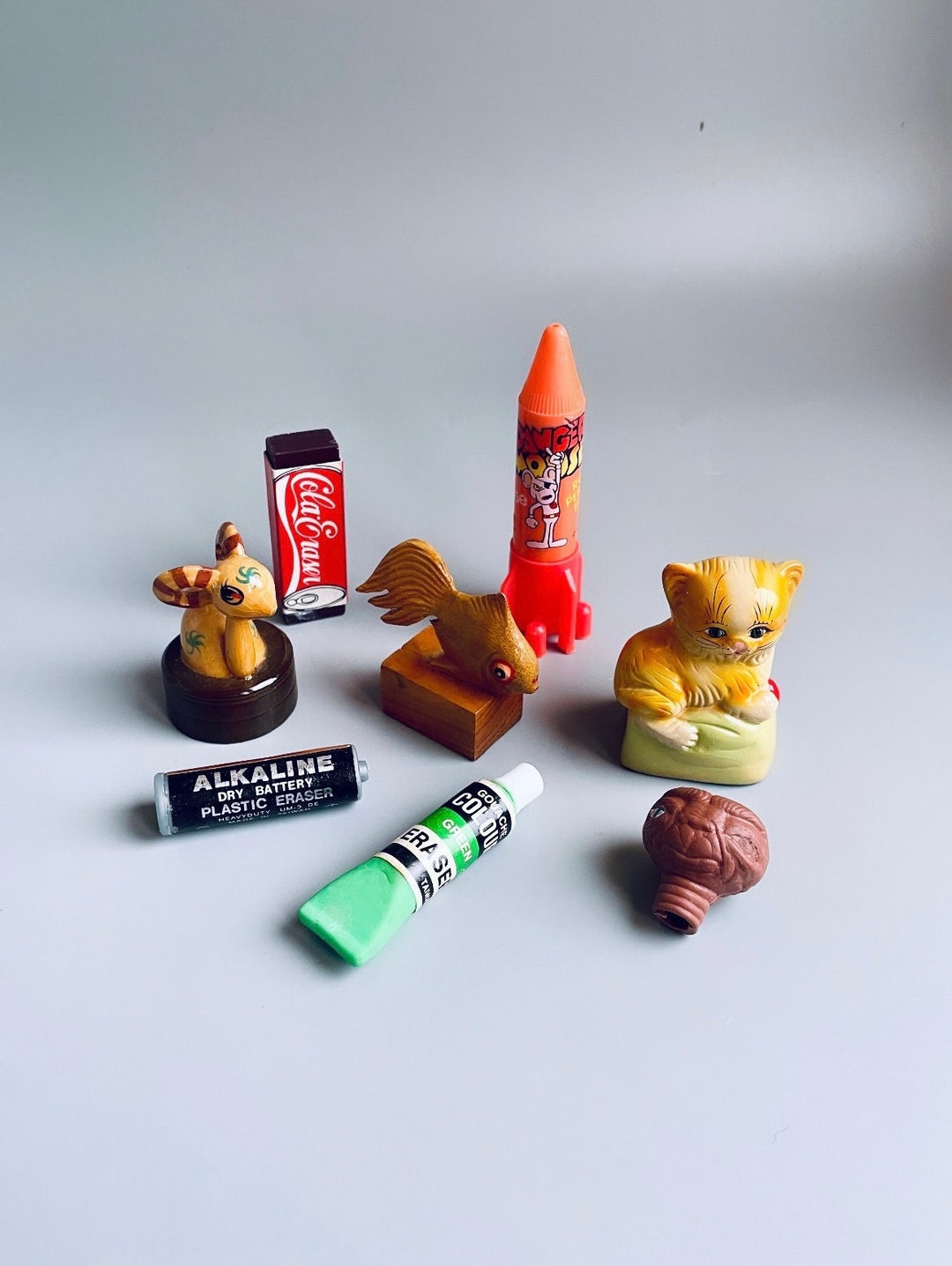 Vintage Erasers, 70's 80's Wooden Carved Pencil Sharpeners, CHOOSE YOUR ...