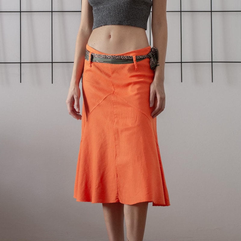 Orange Midi Skirt - Etsy