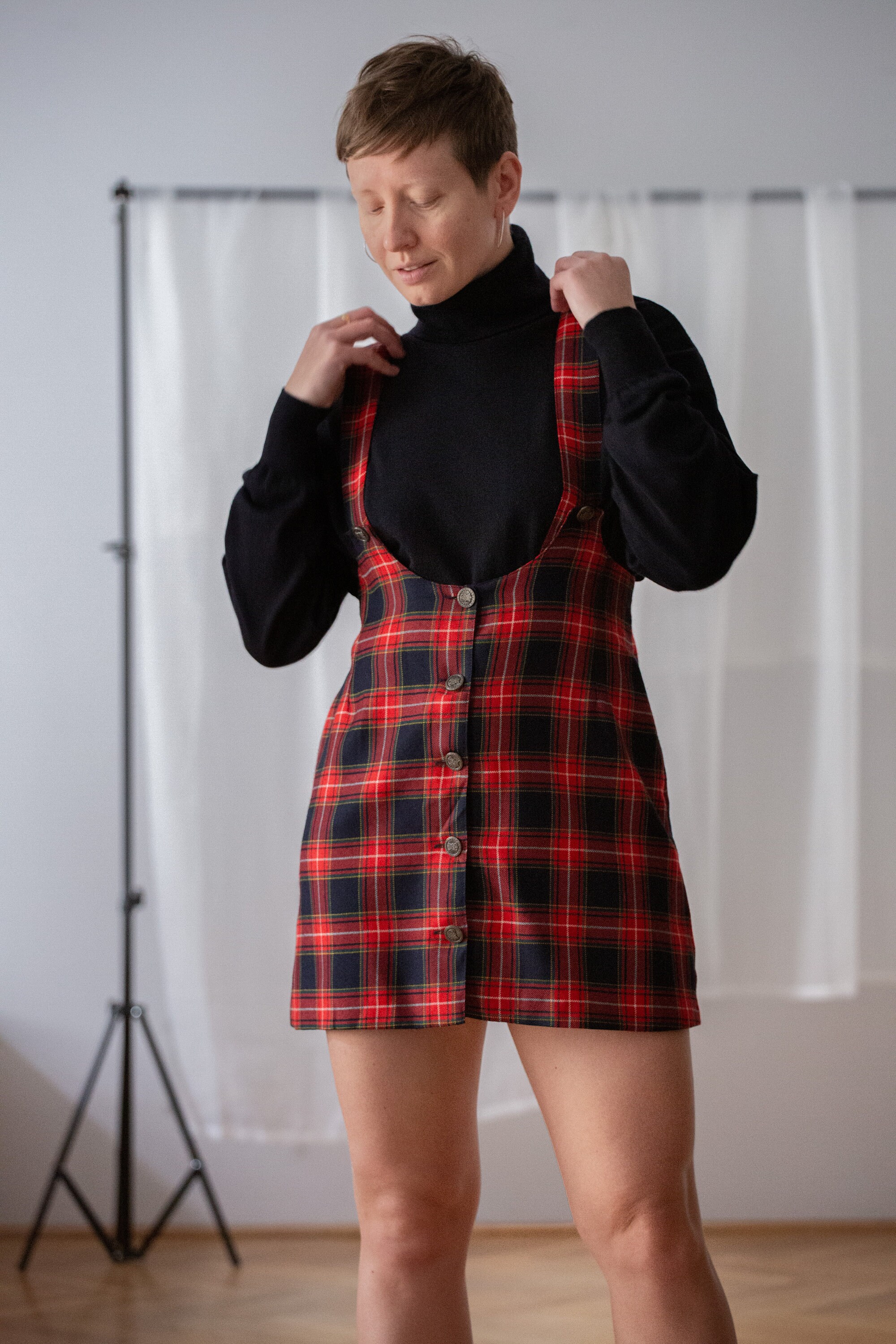 Italian Vintage Wool Pinafore Dress With Red Tartan Plaid - Etsy