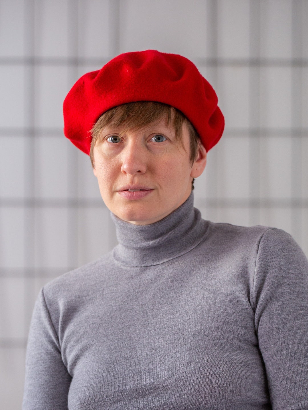 Italian Vintage Pure Wool Beret in True Red for Women | Size M / 52 Cm ...