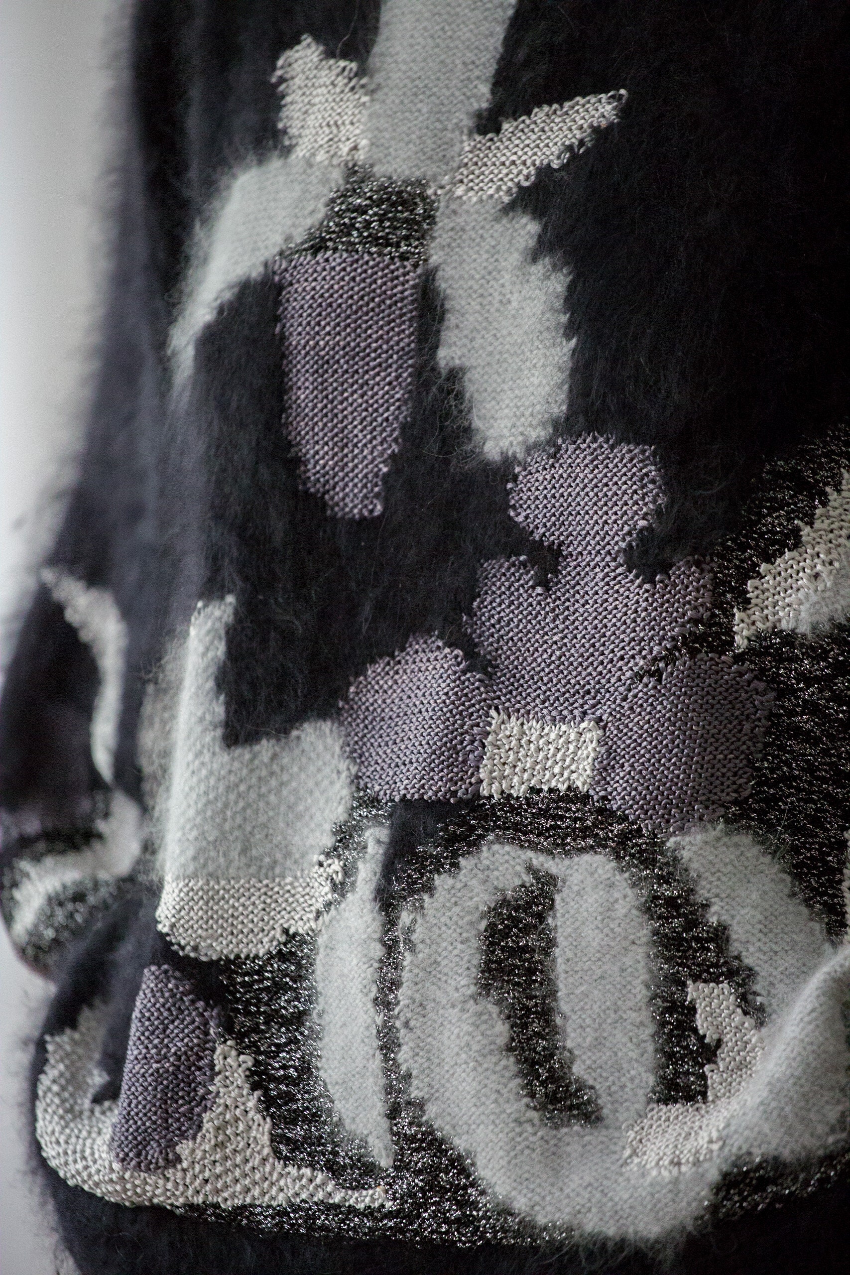 Vintage Fluffy Angora Sweater in Black With Abstract Pattern - Etsy