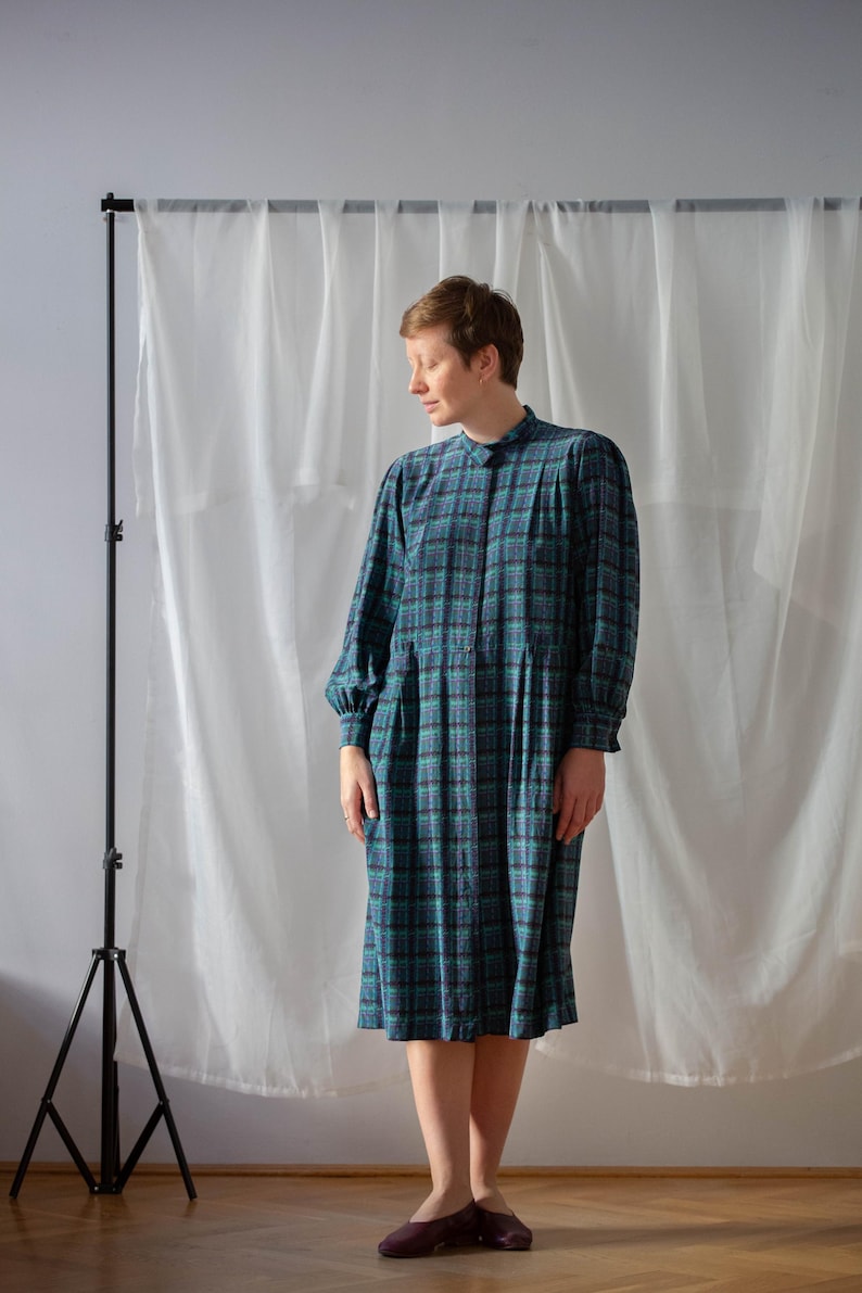 Abito vintage van Laack 100% seta verde muschio e turchese da donna ...