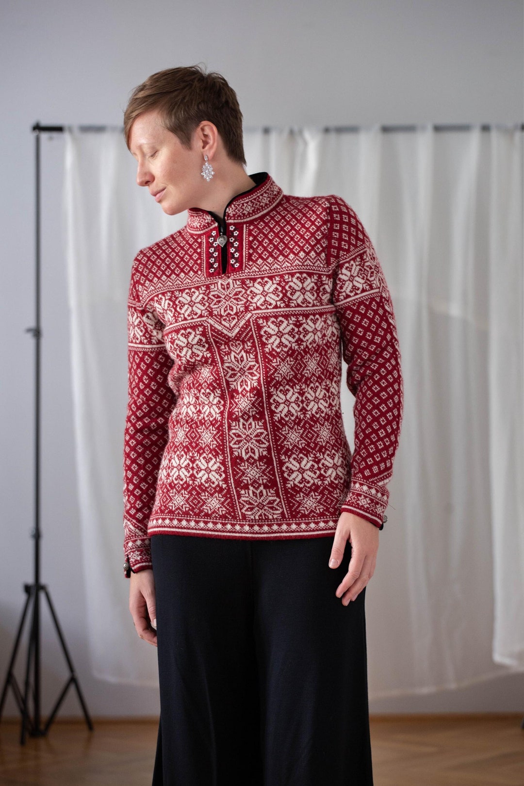 Vintage dale of Norway Wool Sweater in Burgundy & White for Women Size ...