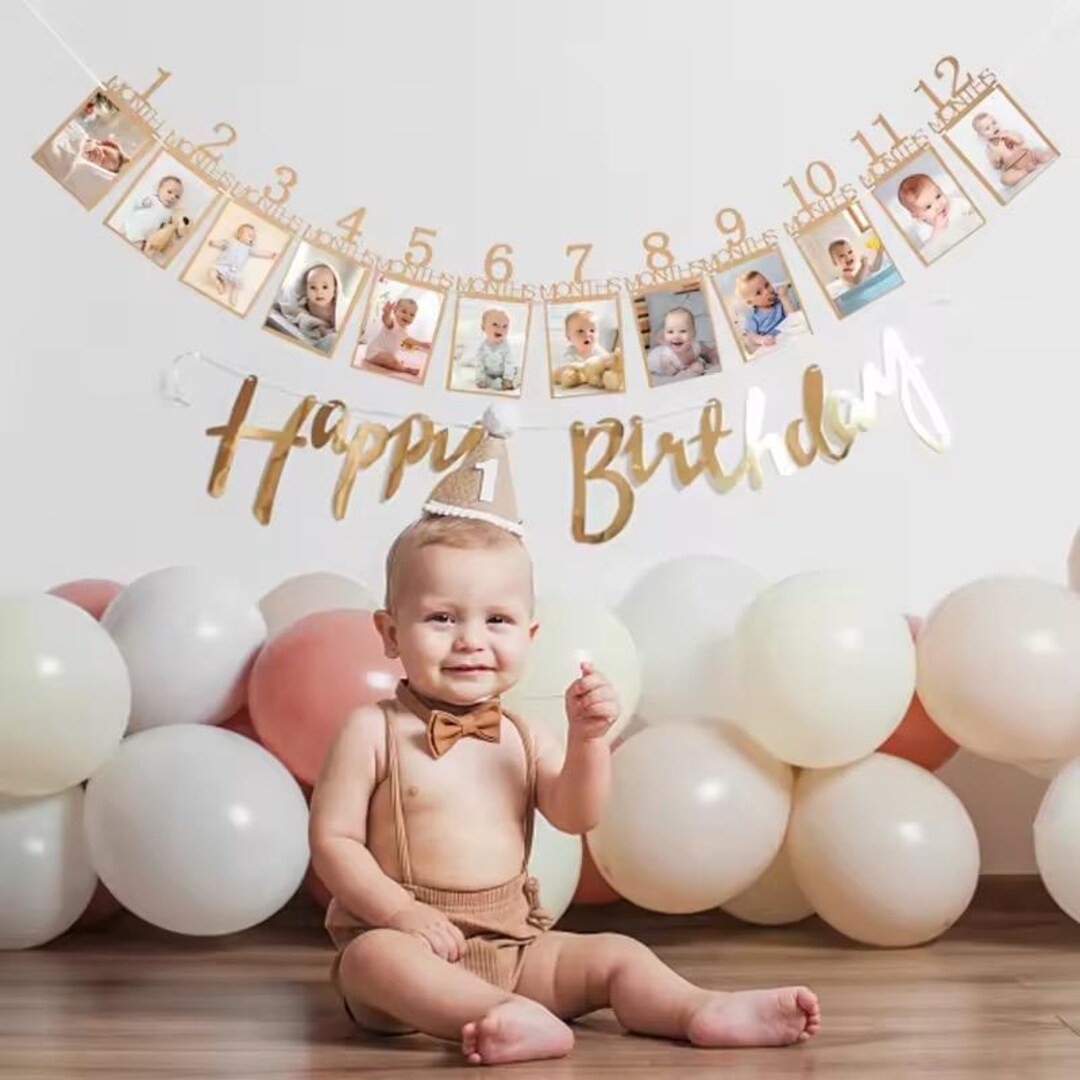 4 Styles First 12 Months Baby Photos Banner Wall Decorations, Eco ...