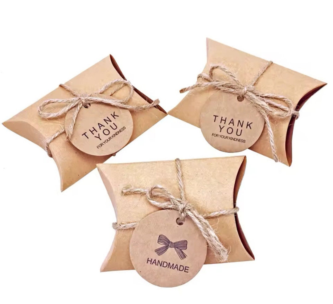 50pcs/lot Eco-friendly Kraft Paper Pillow Box, for Wedding Favors, Gift ...