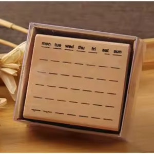 Retro Week Date Time Memo Note Wooden Stamp Set, Weather Temp Mood ...