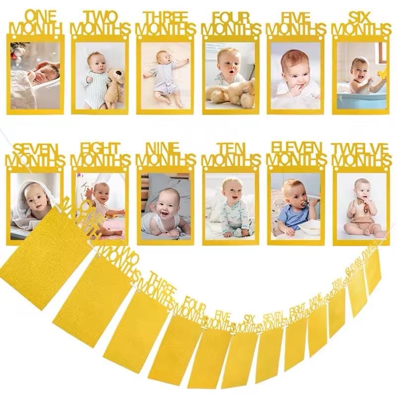 4 Styles First 12 Months Baby Photos Banner Wall Decorations, Eco ...