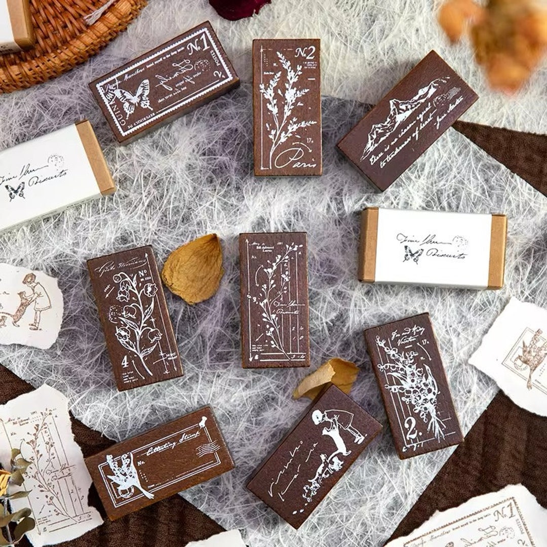 Retro Wooden Stamp-like Stamps for Stamp Collecting Fan, Plant Flower ...
