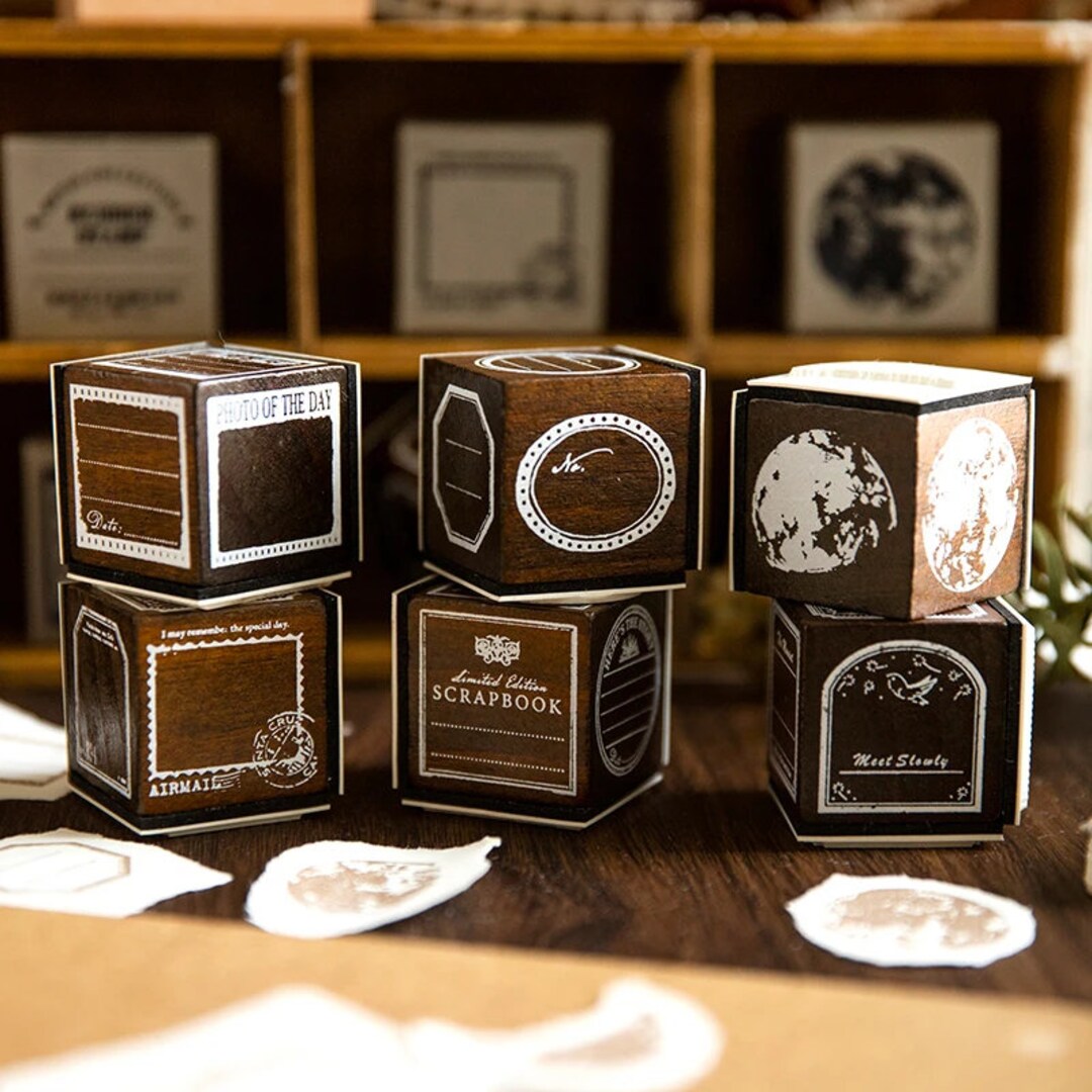 3-sided Retro Wood Memo Note Template Stamps, Stamp-like Movie Film ...