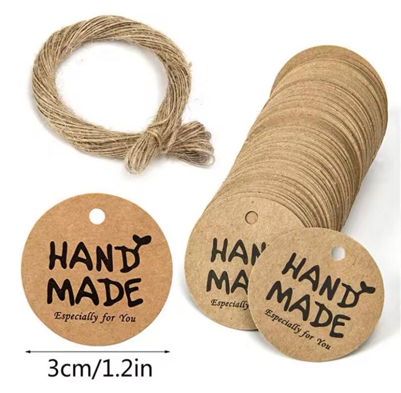 100pcs Kraft Paper Round Label Tags for Handmade Product Packaging ...