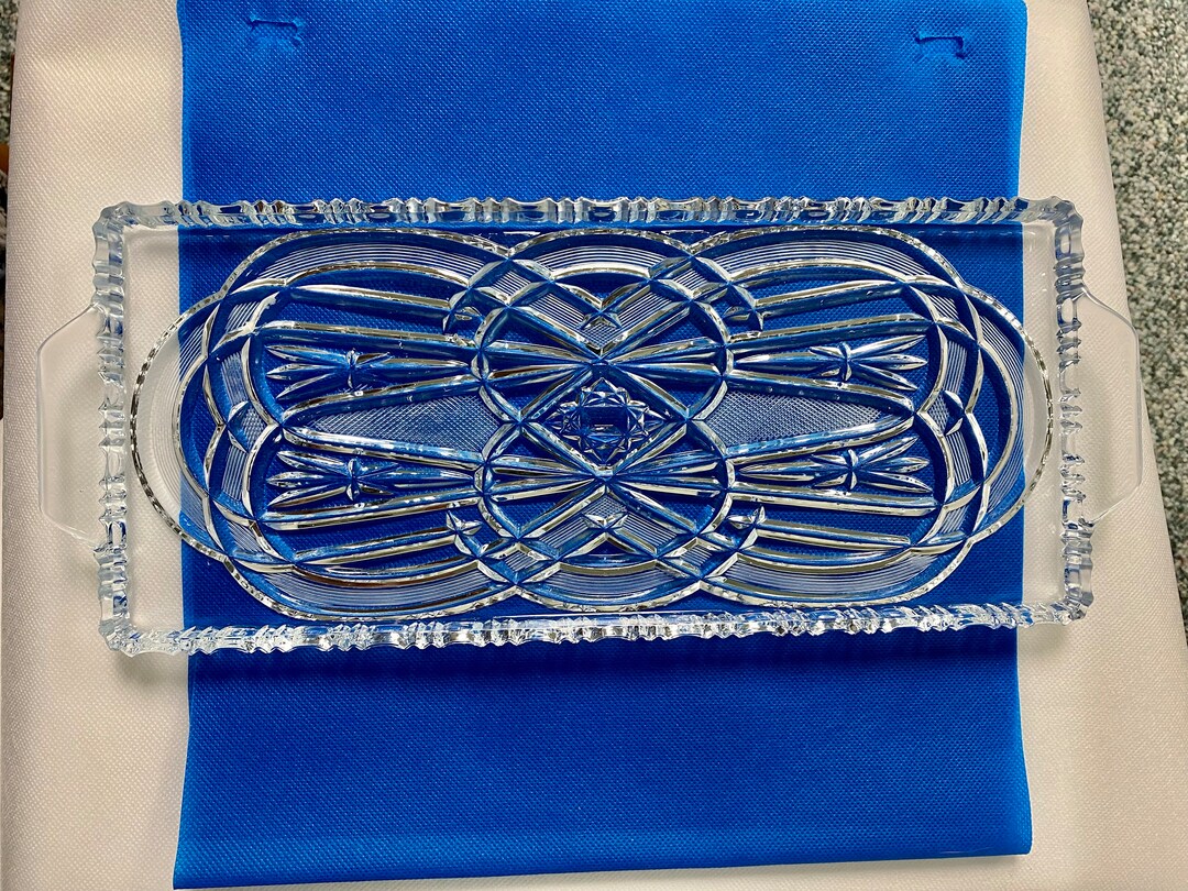 Vintage Etched Glass Tray - Etsy