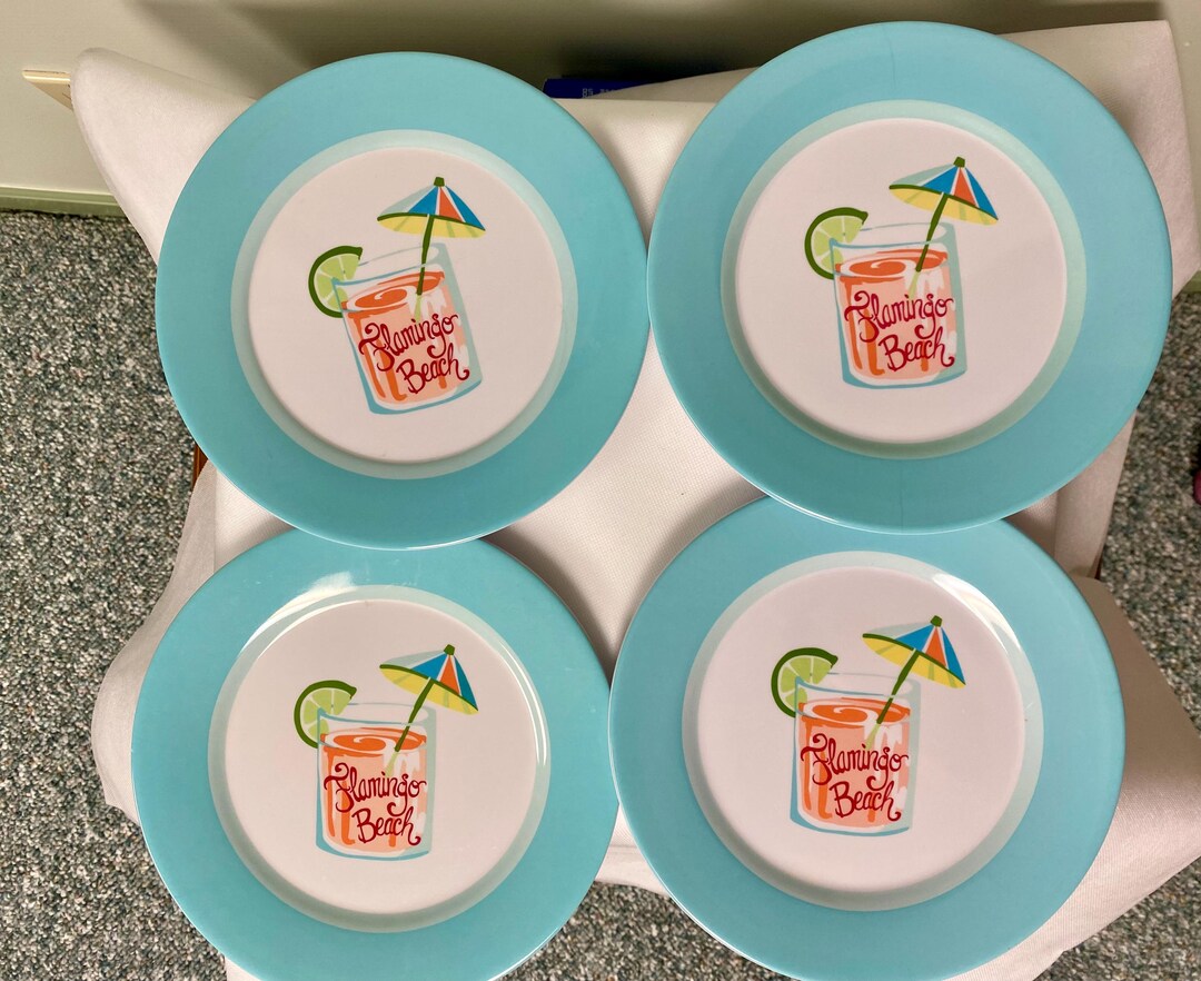 Beachy Melamine Plates - Set of 4 - Etsy