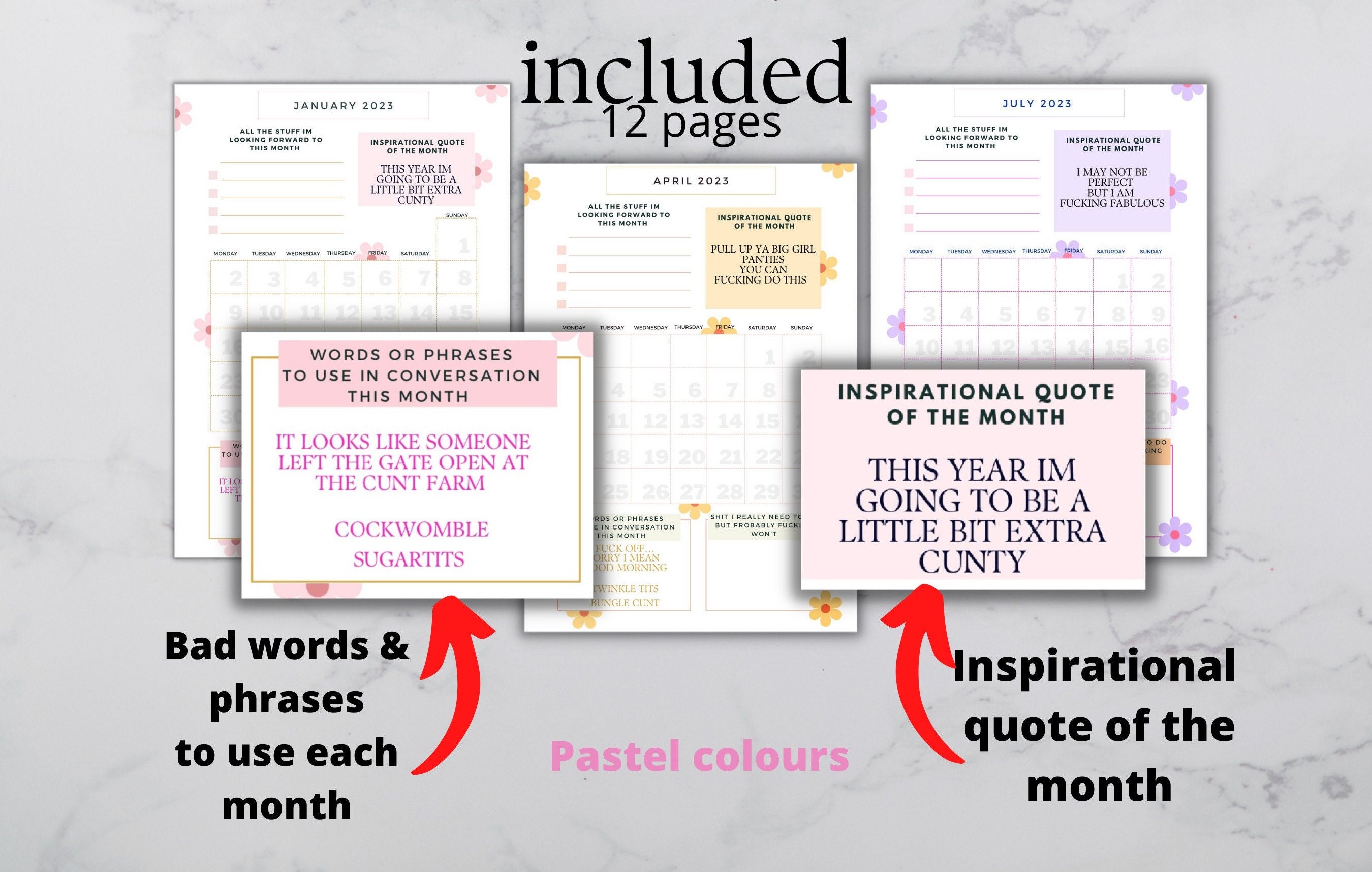 Sweary Profanity Planner Bundle | 2024 Calendar, Journal (digital ...