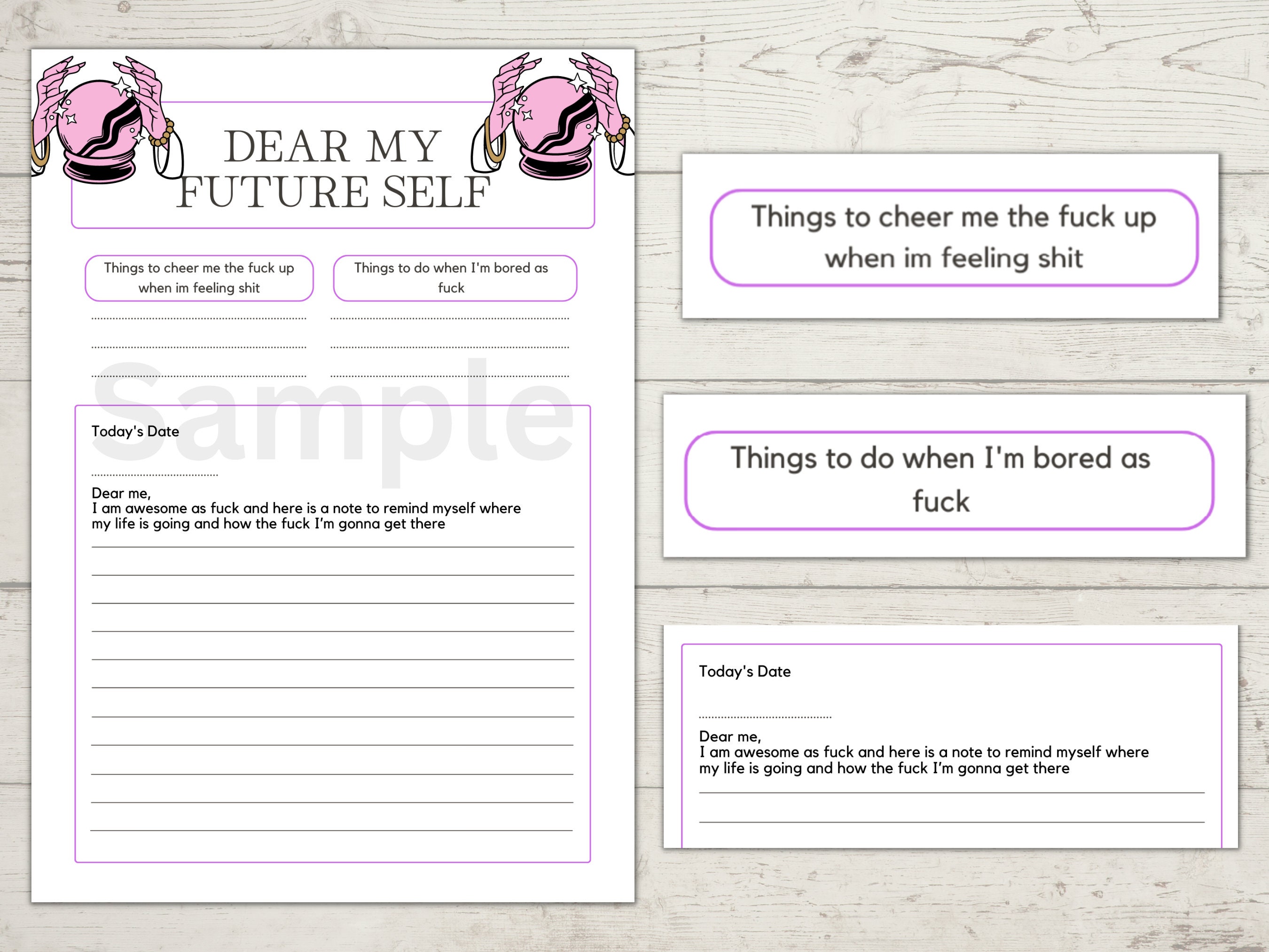 Printable Sweary Profanity Swear Words, Gratitude Journal, Daily ...