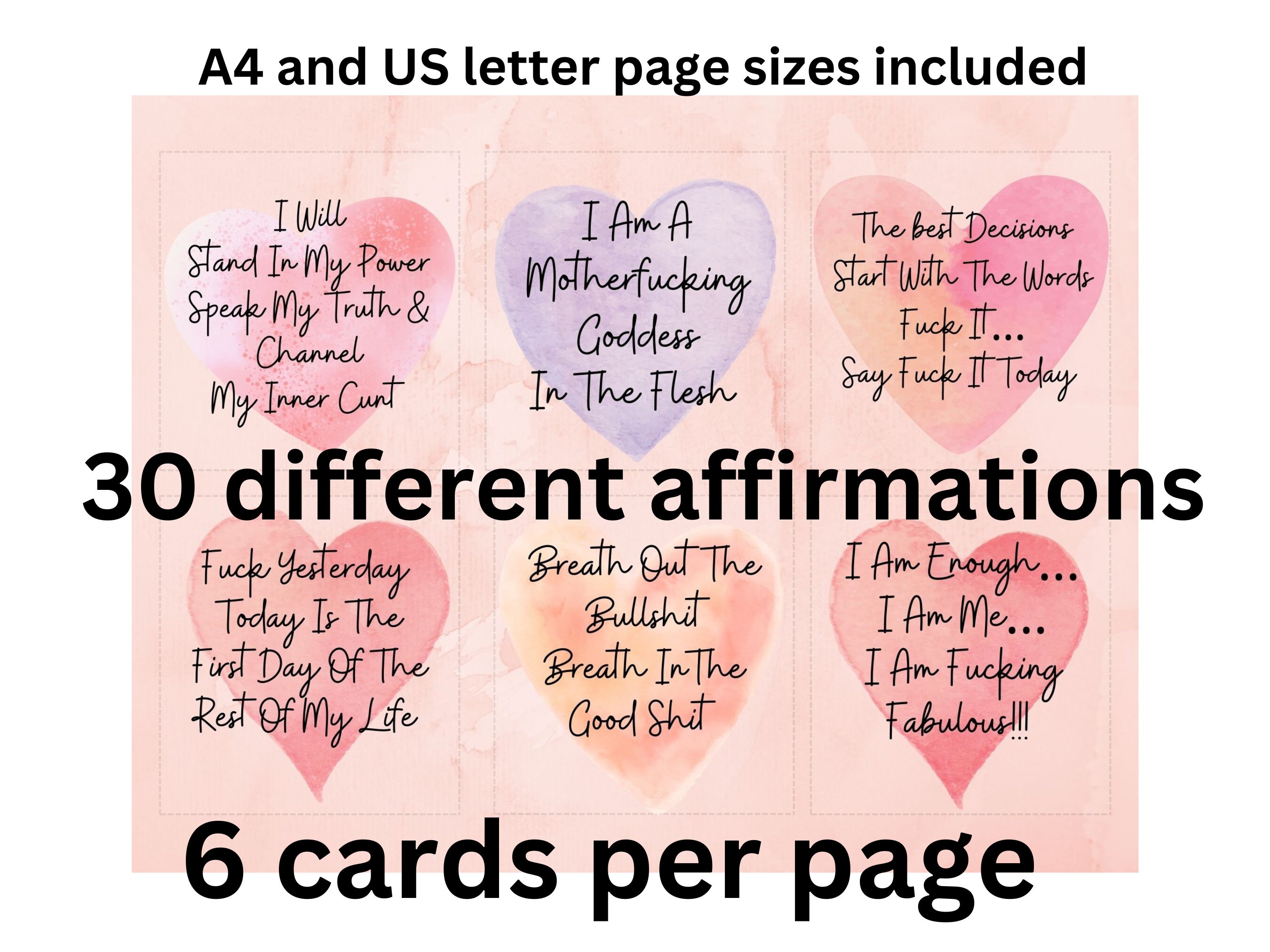Sweary Affirmation Cards, Badass Motivational Deck (printable) - Etsy