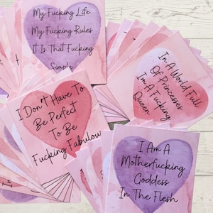 Sweary Badass Affirmation Cards Swear Word Curse Word - Etsy
