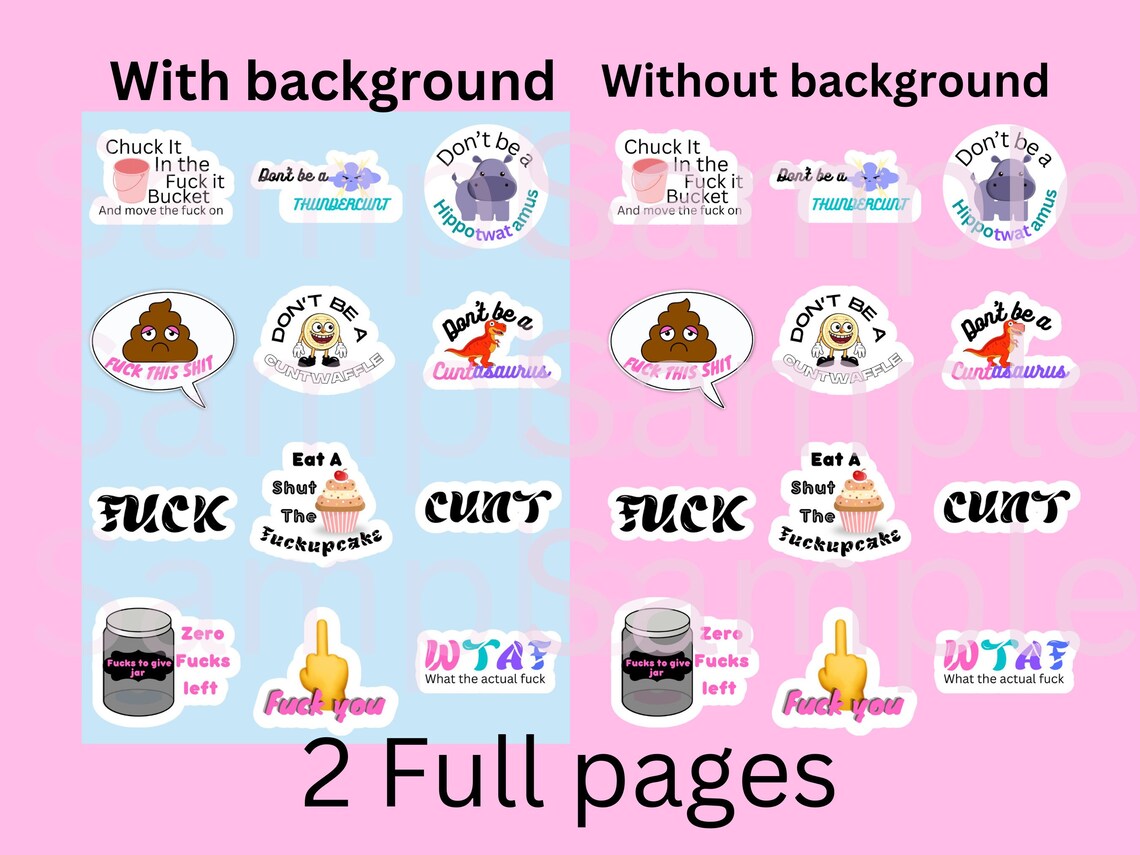 Curse Word Stickers, Printable Swear Word Stickers Download, PNG ...