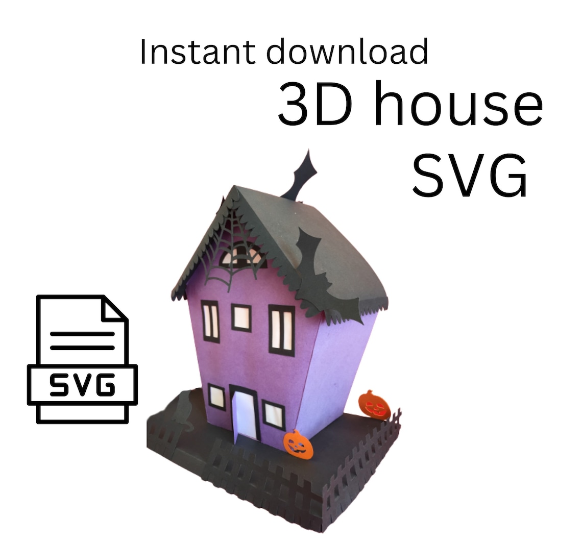 3D Halloween Haunted House Svg - Etsy