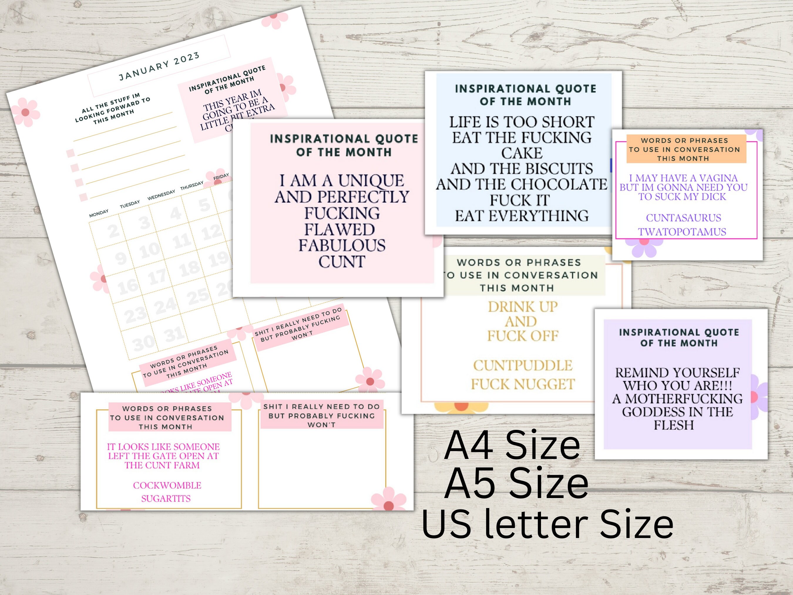 Funny Swear Word 2024 Calendar, Printable Profanity (PDF) - Etsy